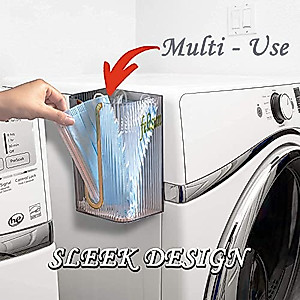 felisun Dryer Sheet Dispenser Holder Laundry Basket Detergent Dispenser Storage Laundry Room Organization Wall Art Decor Lint Bin Soap Fabric Softener Container(Transparent) (Clear White)