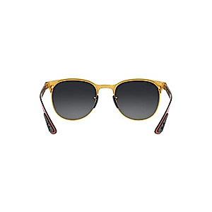 Ray-Ban RB8327M Scuderia Ferrari Collection Round Sunglasses, Black on Matte Gold/Grey Gradient Mirrored Silver, 53 mm