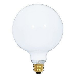 Satco S3001 120V Medium Base 40-Watt G40 Light Bulb, Gloss White, One