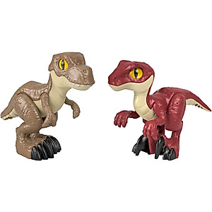 Fisher-Price Imaginext Jurassic World Dino Attack Pack, extra-large 9.5 inch T.rex and 9 inch raptor figure set for preschool kids ages 3 to 8 years