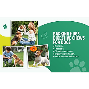 Barking Hugs Digestive Chews - Natural Probiotic & Prebiotic Enzyme Treats for Dogs - 6 Digestive Enzymes - Helps with Itching, Allergies, Gut Health, Digestion & Diarrhea