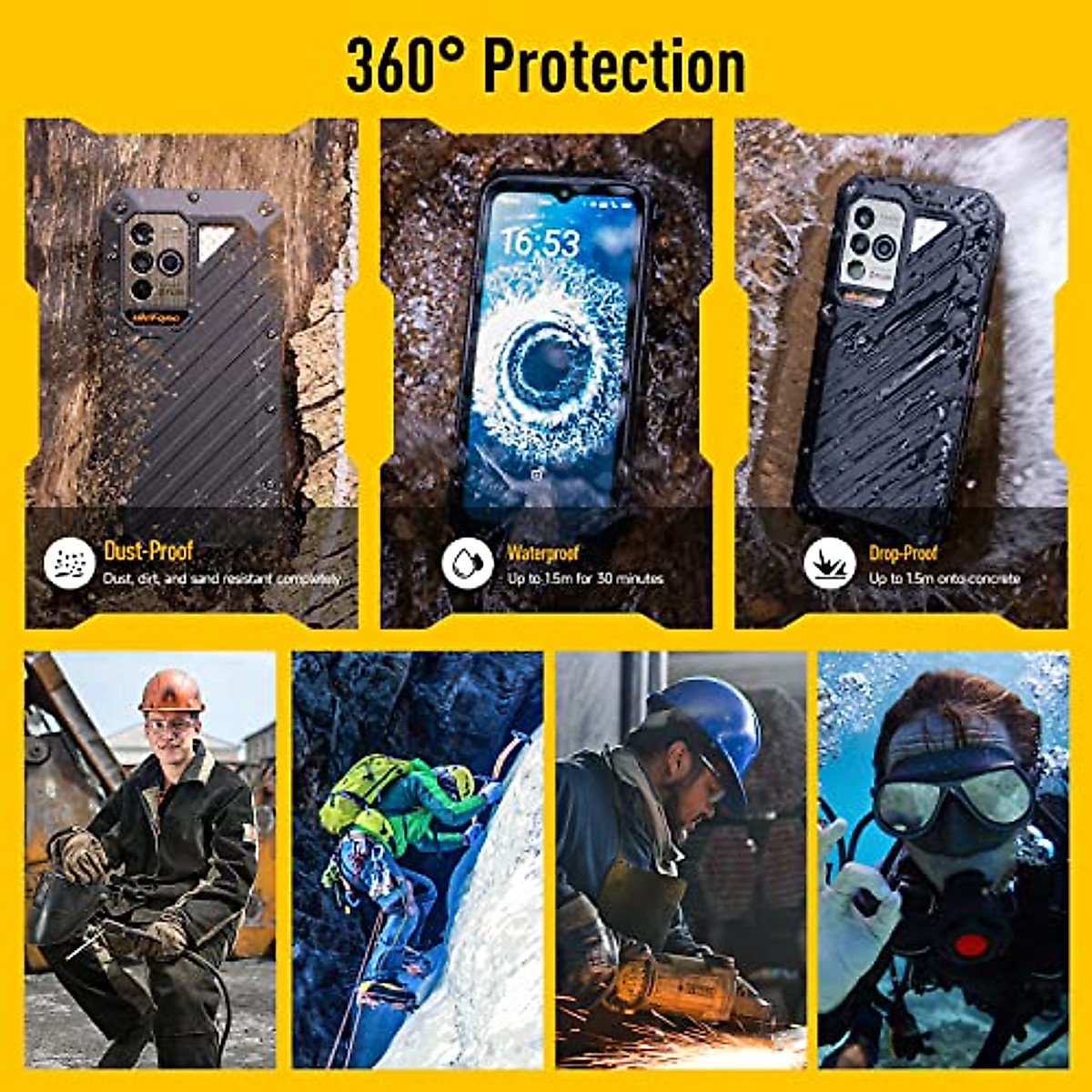 Ulefone Power Armor 18T 5G Rugged Smartphone with Thermal Imaging Camera, 108MP Main Rear Camera + 32MP Front Camera, 9600mAh Big Battery, 17GB+256GB Android 12, 6.58" FHD+ Screen Rugged Phone
