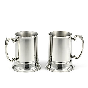 StainlessLUX 77362 2-piece Brilliant Double-walled Stainless Steel Large Beer Mug Set (16 Oz) - Quality StainlessLUX Barware for Your Enjoyment