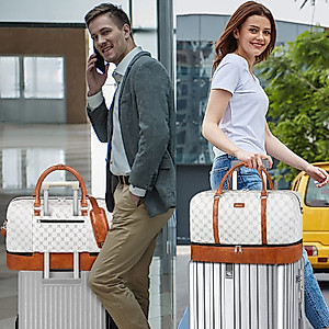 IBFUN Overnight Bags for Women, Large Travel Duffel garment Bag for Women with Shoes Compartment, Carry on Bag for Airplanes Men Leather Travel Business Essential Toiletry Gift 3Pcs