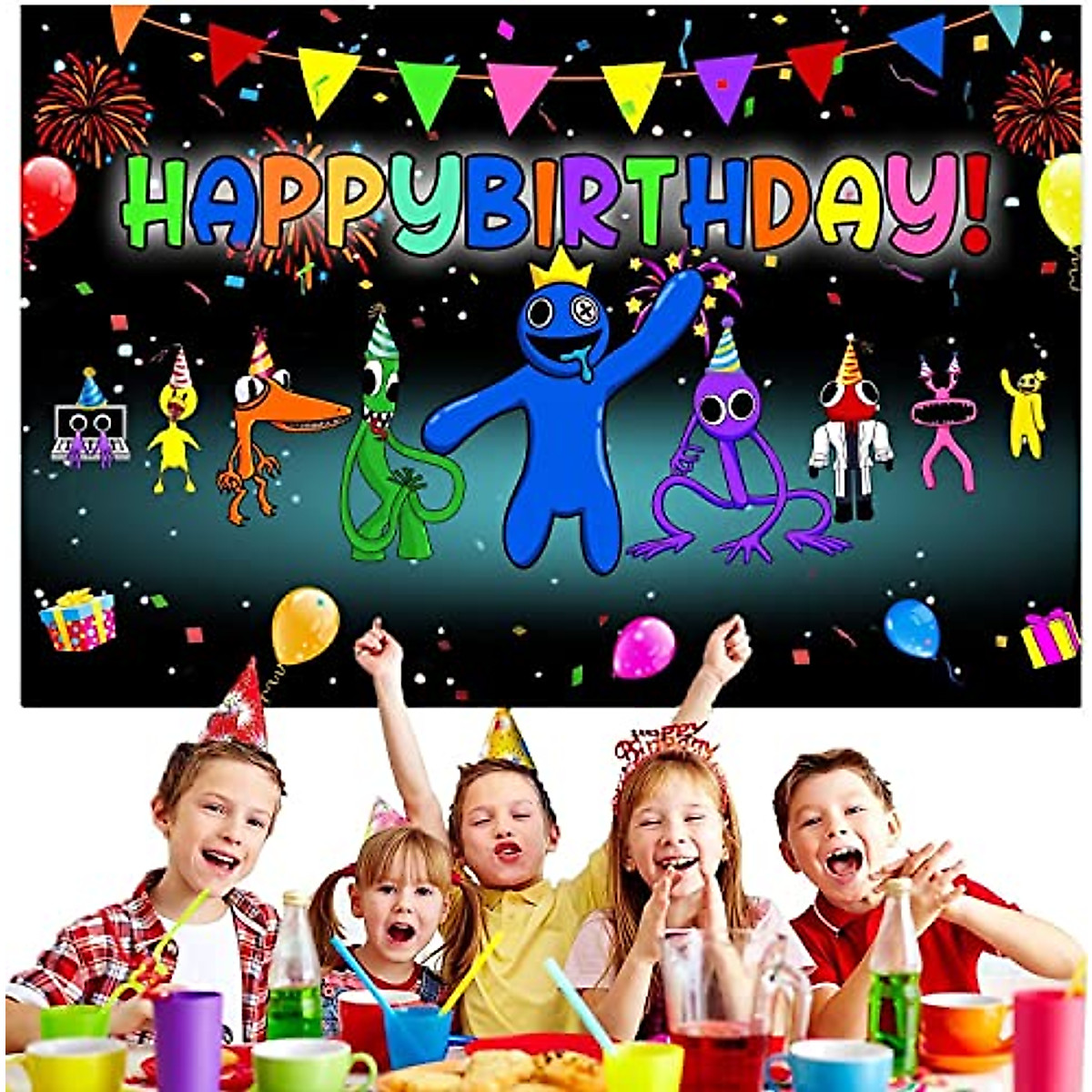 Game Happy Birthday Backdrop Cartoon Party Banner Decorations Photography Background Decor Photo Booth Studio Prop 3-5x7 FT