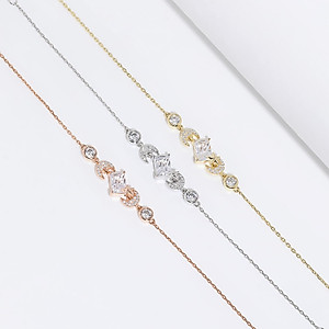 Meissa Bracelet for Women Crystal Bracelet Sterling Silver Charm Bracelet Rose Gold Bracelet Friendship Bracelet 6 to 7.6 Inches