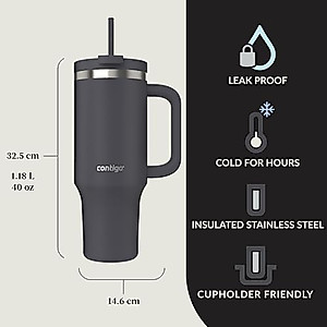 Contigo Streeterville 40oz Tumbler, Stainless Steel Vacuum Insulated, Leak-Proof, Cold for 29 Hours, Darkstone