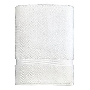 Linum Home Textiles HB00-1BS Herringbone Premium Authentic Soft 100% Turkish Cotton Luxury Hotel Collection Bath Sheet-White