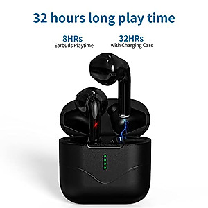 Tiny Wireless Earbuds Bluetooth Wireless Headphones 5.0 IPX5 Waterproof HiFi Stereo Noise Reduction Cordless Bluetooth Earbuds for Small Ears LED Display USB-C Black Earbuds for iPhone Android