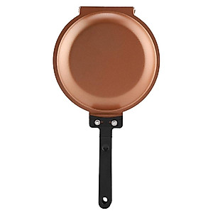 ZJchao Frying Pan, Double Side Frying Pan Non-Stick Flip Folding Frying Pan (Golden)