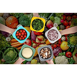 KEVJES Stackable Silicone Artisan Pizza Dough Proofing Containers with Lids pizza making accessories (1 Yellow+1 Green+1Blue+1 Gray+1 Space Gray)