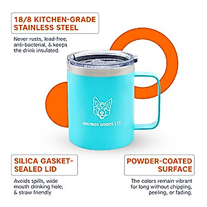 BRUNOSGOODS 12 OZ Coffee Mug, Vacuum Insulated Camping Mug with Lid, Double Wall Stainless Steel Travel Tumbler Cup, Coffee Thermos Outdoor, Powder Coated Mint