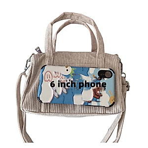 IAMUHI Mini Corduroy Crossbody Phone Purse Small Wallet Tote Bag Casual Shoulder Little Handbag for Women/Girls,Beige