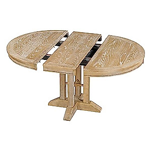 Dinehome 5-Piece Round Extendable Table Set for 4 with Four Upholstered Chairs, for Dining Room, Natural Wood Wash