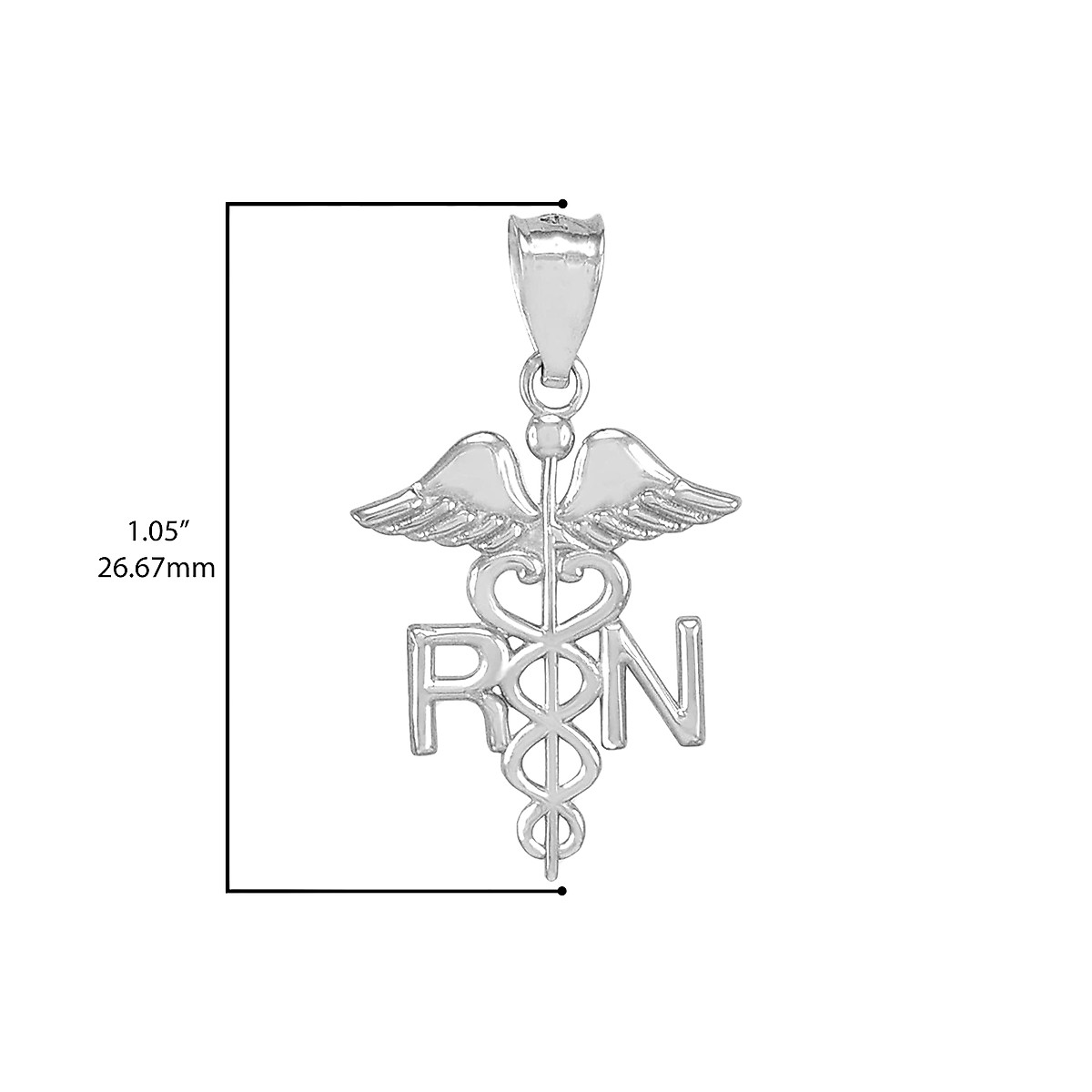 925 Sterling Silver Caduceus RN Charm Registered Nurse Pendant