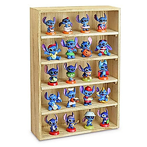 Ikee Design Wooden Wall-Mounted Display Shelves Rack for Figures, Shot Glasses, Spice Can or Collection, 11" W x 3.13" D x 16.13" H, Oak Color