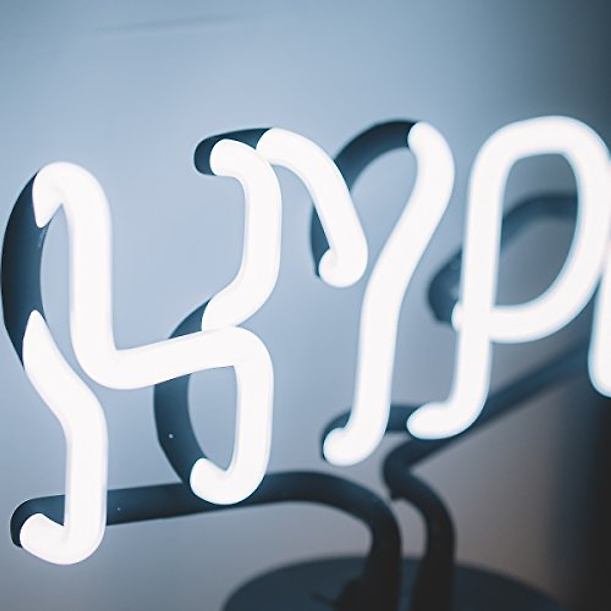 Amped & Co HYPE Real Neon Light Novelty Desk Lamp, Large 9.6x8.3", White Glow