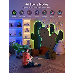 Govee Smart WiFi LED Strip Lights , 50ft RGB LED Lights Work with Alexa and Google Assistant, Color Changing Light Strip, Music Sync, App Controlled LED Lights for Bedroom and Gaming, Easy to Install
