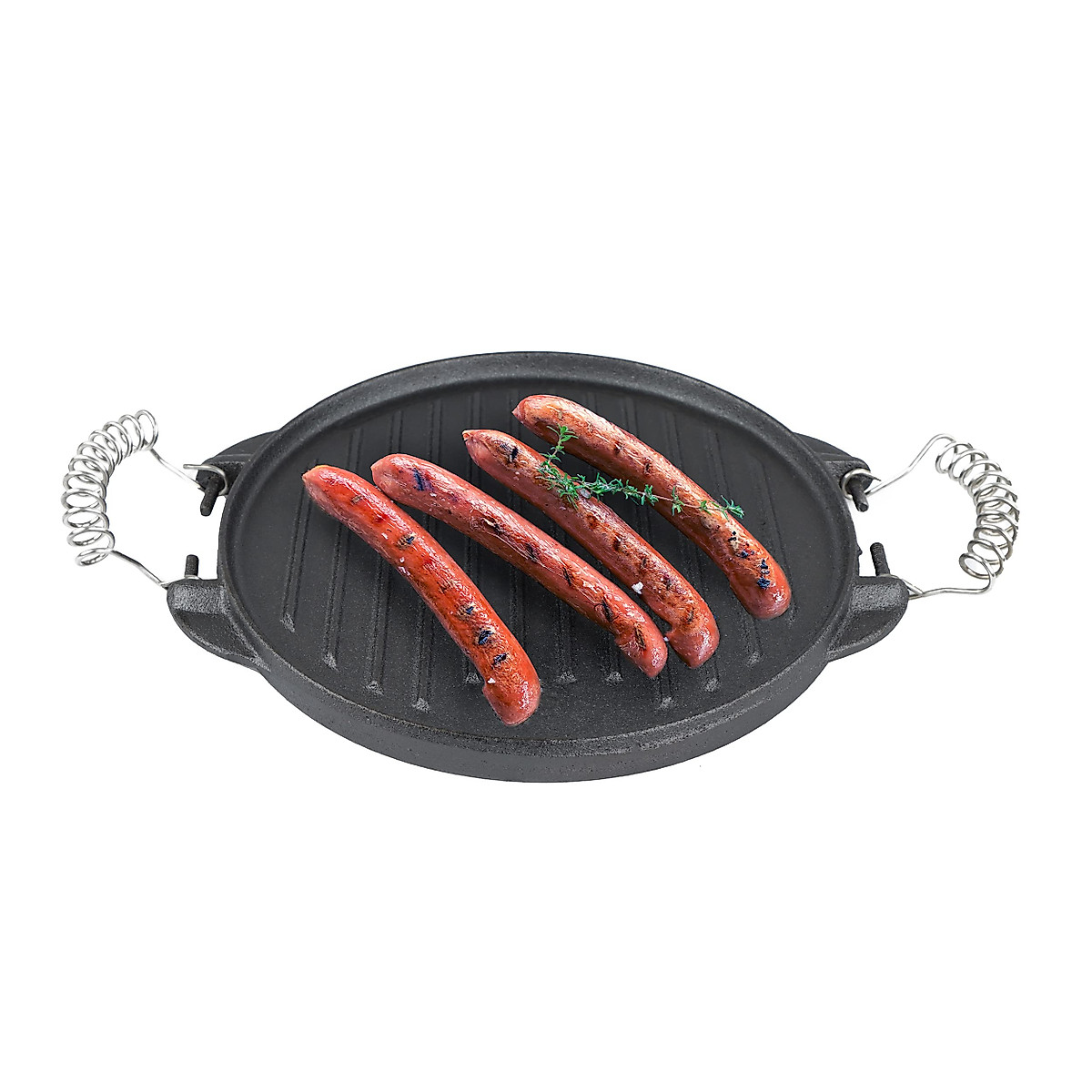 Lot45 Cast Iron Grill Pan, 10in - Cast Iron Grill Pans for Stove Tops, Grilling Cookware Dual-Sided Griddle for Camping