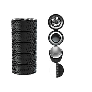 MISHOWNET Tyre Tire Coffee Tea Mug Stainless Steel Interior Durable Cup Personalized Attractive Mug Gift for Car Lover 320ml 11oz Black MCCM01B