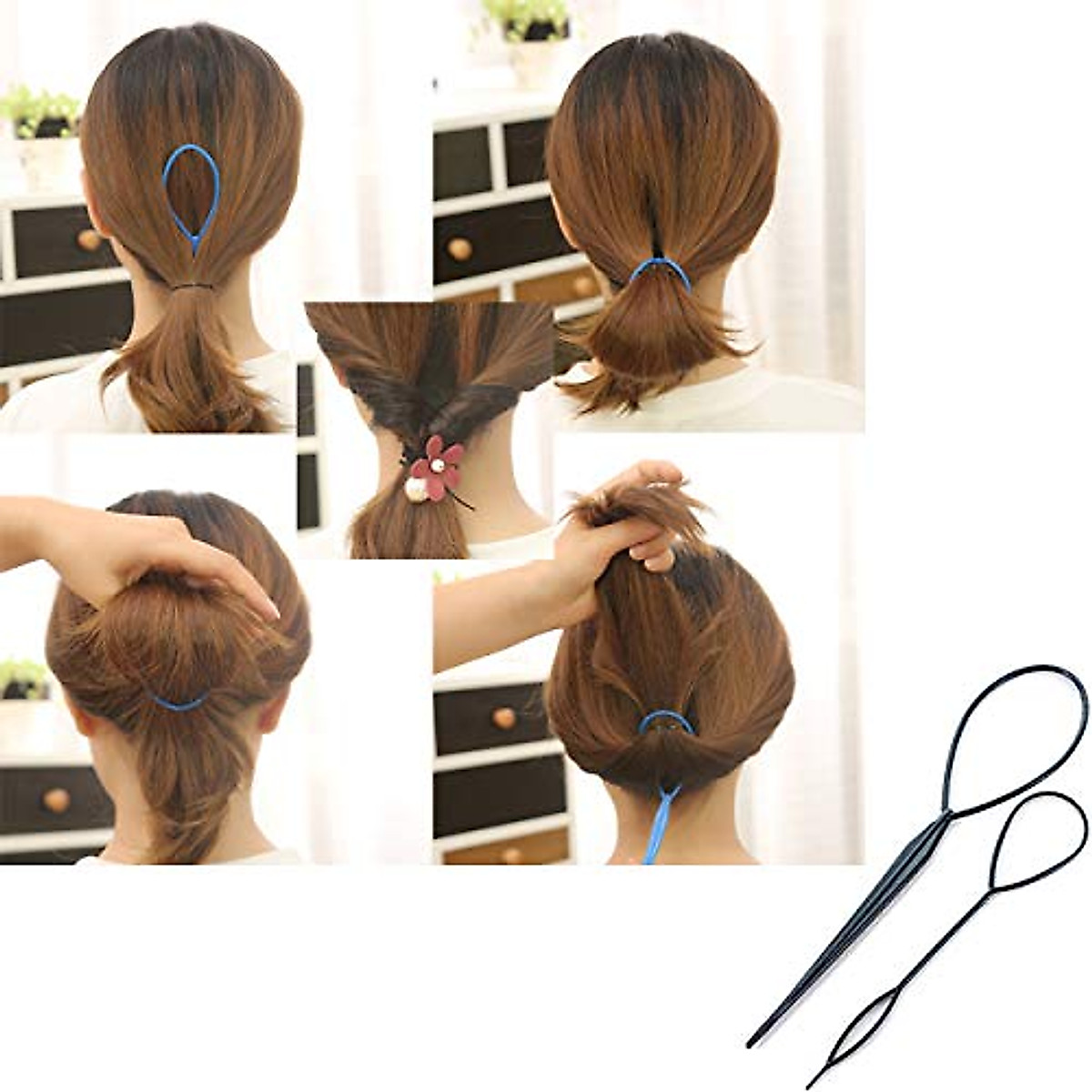 MeetFavorite Topsy Tail Hair Styling Tool ，Hair braiding tool,Hair Styling Accessory（19P） Blue