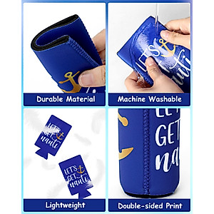 CiyvoLyeen Let’s Get Nauti Beer Can Coolers, Bachelorette Party Slim Can Sleeves Beverage Nautical Sailor Drink Holder Soda Cover Coolies Weddings Supplies Last Sail Before The Veil Decorations 12PCS