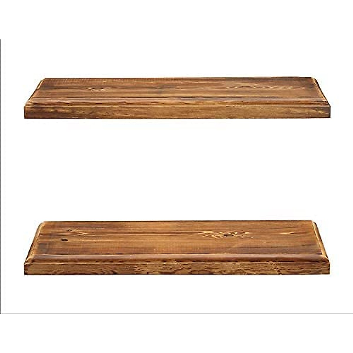 Mark One Home Goods Rustic Farmhouse 2 Tier Floating Shelf - Routed Edge (Burnt Walnut, 2 Tier - 24" Length, 6" Width)