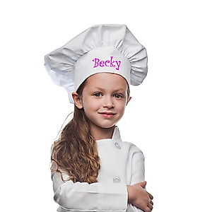 THE APRONPLACE Personalized Embroidered Add A Name Chef Hat - Adults & Kids Sizes - 12 Popular Colors - Great Gift Pink