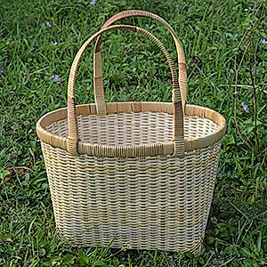 Cabilock Toy Containers Rattan Woven Flower Basket with Handle Picnic Sundries Storage Basket Gift Storge Basket Woven Hanging Wall Mounted Basket Rustic Home Décor Snack Gift Baskets