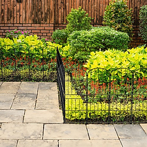 OUSHENG 38in (H) Decorative Garden Fence Fencing, 10ft (L) Rustproof Metal Wire Border Animal Barrier with Plastic Stakes for Dog Yard Patio Outdoor, Arched