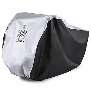 Maveek Bicycle Cover for 3 Bikes Waterproof Outdoor Storage Cycle Protection UV Rain Snow Proof Tarp Tent Shed for Bikes All Weather Dust Dirt Resistant Winter Summer Indoor Garage (Sliver/Black)