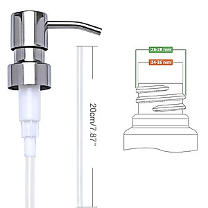 Chrome Soap Dispenser Pump Replacement - Silver 304 Rust Proof Stainless Steel Lotion Dispenser Pumps Replacement for Standard 28/400 Neck Size Regular Mouth Bottles,2 pcs