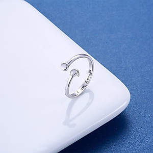 MANBU Sterling Silver Semicolon Ring for Women: I am Enough Keep Going Ring Engraved Inspirational Message Supporting Jewelry Gifts for Daughter Sister (I am enough)