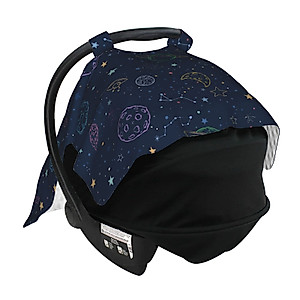 ALYYDFF Baby Car Seat Cover for Babies Breathable Carseat Canopy for Newborn Nursing Scarf with Peekaboo Opening - Color Space Galaxy Pattern Blue