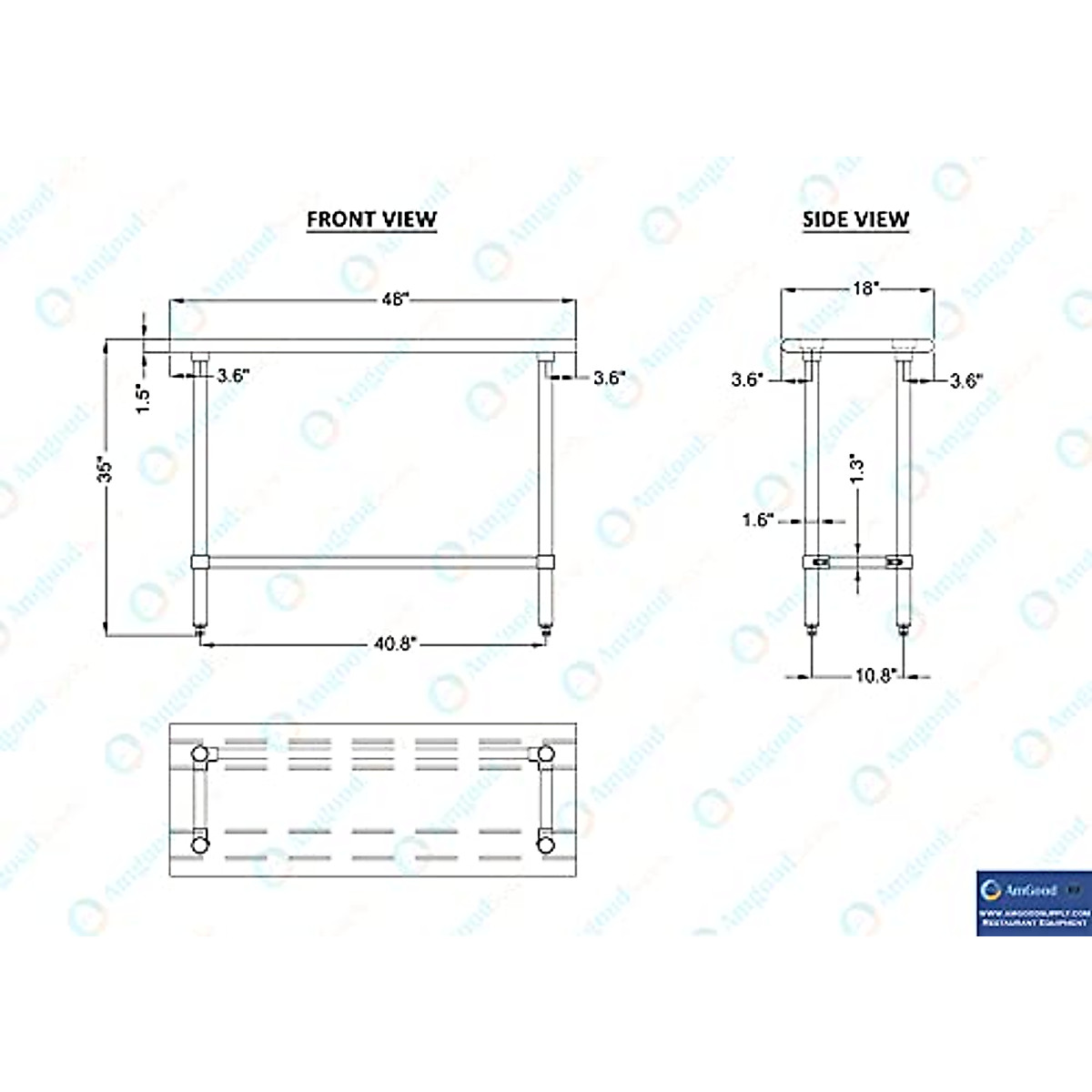 18" X 48" Stainless Steel Table with Open Base Table | Commercial & Residential Kitchen Laundry Garage Utility Bench | NSF Metal Prep Table