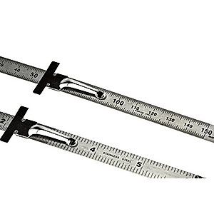 SE Stainless Steel SAE Metric Ruler Set - Stainless Steel Precision Ruler Measuring Tool - Detachable Clips - Set of 2 Pcs - 925PSR-2
