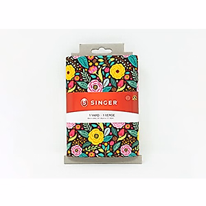 Singer Fabrics, 100% Cotton, Modern Floral Black, 1 Yard Cut