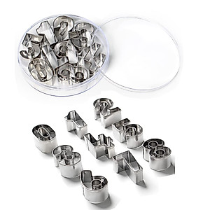 SurgeHai Mini Number Cookie Cutters –1.7" Stainless Steel Cake Decorating Small Number Cutters with Cut-Outs, 9-Piece Set