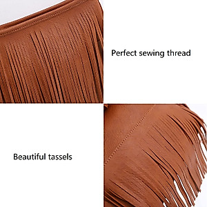 Jiaruo Fashion Retro Fringe Design Small Women PU Leather Crossbody Bag Handbag And Purses (Black)