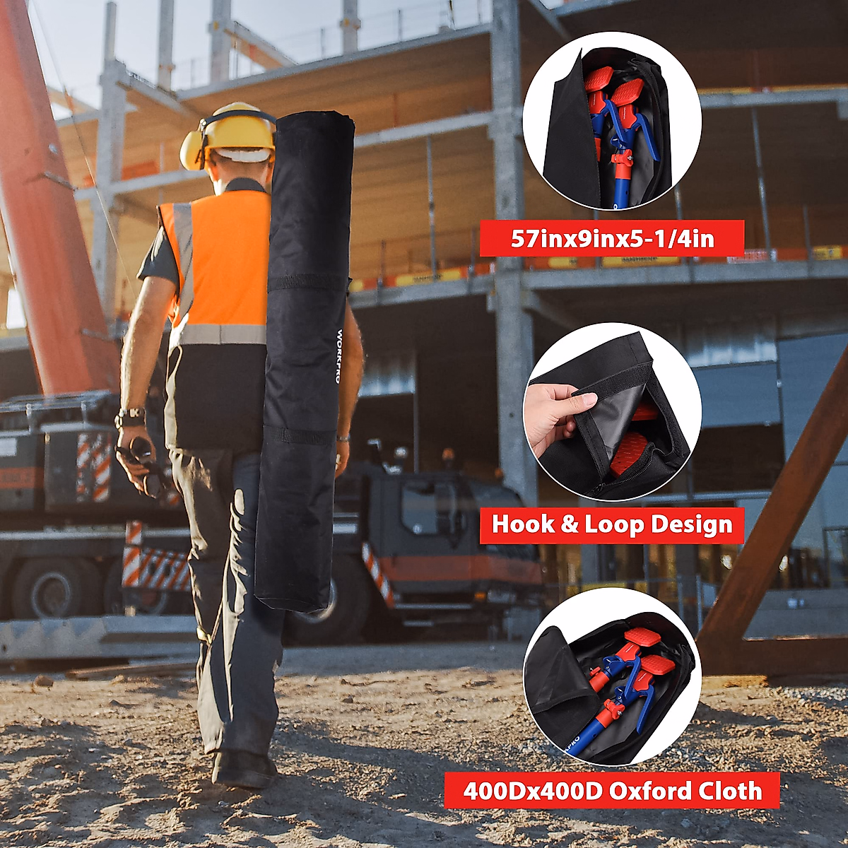 WORKPRO Cabinet Jack Support Pole, 54-114 Inches Steel Telescopic Quick Support Rod Adjustable 3rd Hand Support System with 154 lbs Capacity for Cabinet Jack, Drywall Jack& Cargo Bars, 2-Pack