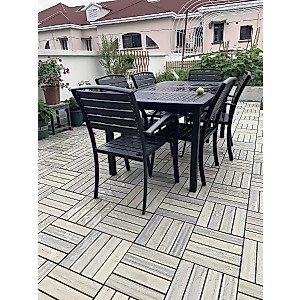 WPC Patio Deck Tiles,DIY Interlocking Decking Tiles, Floor Tile,Water Resistant Indoor Outdoor (9, 3D Organic White)