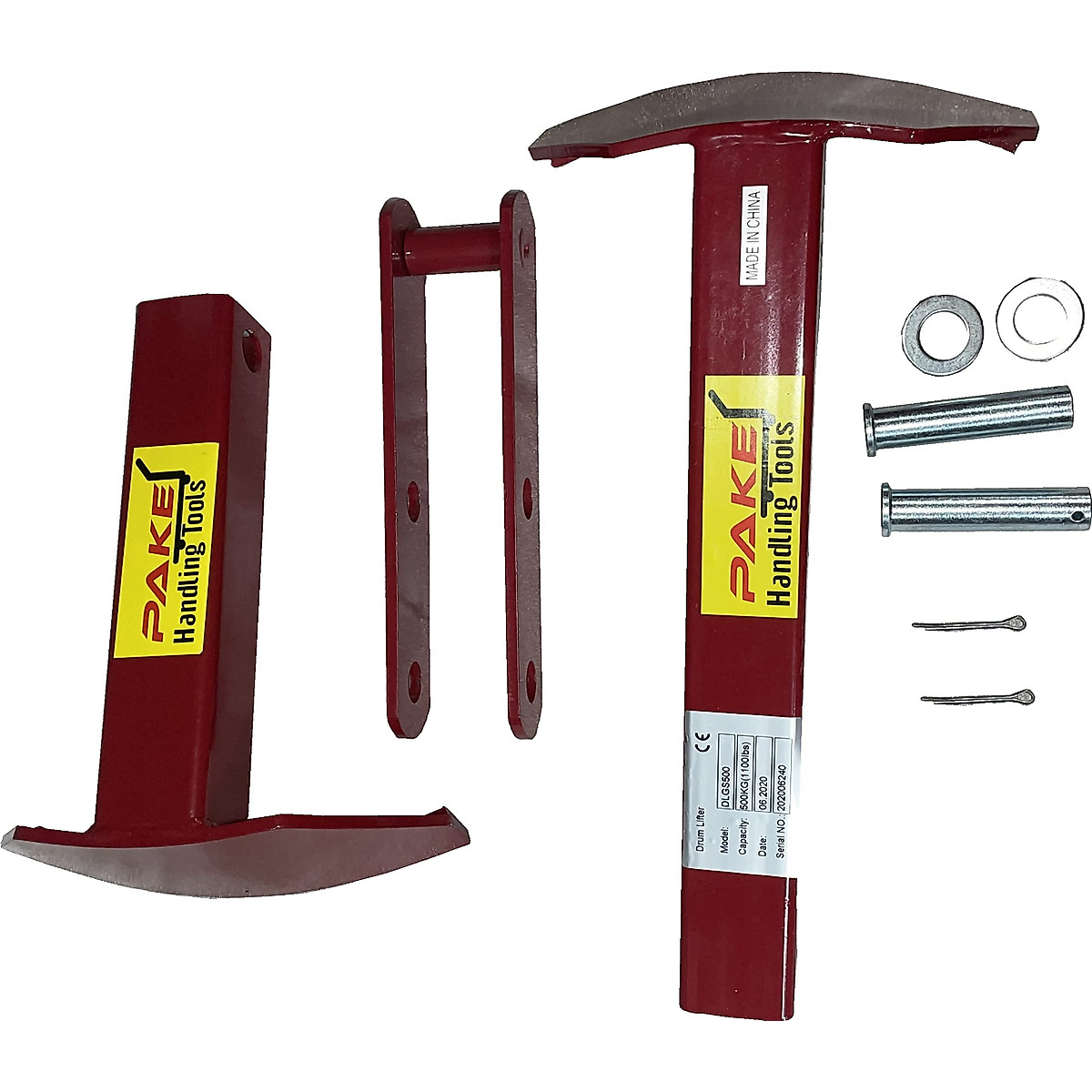 Pake Handling Tools Steel Drum Lifter - Secure Reliable Heavy Duty 1100 lbs Working Load Limit (WLL)