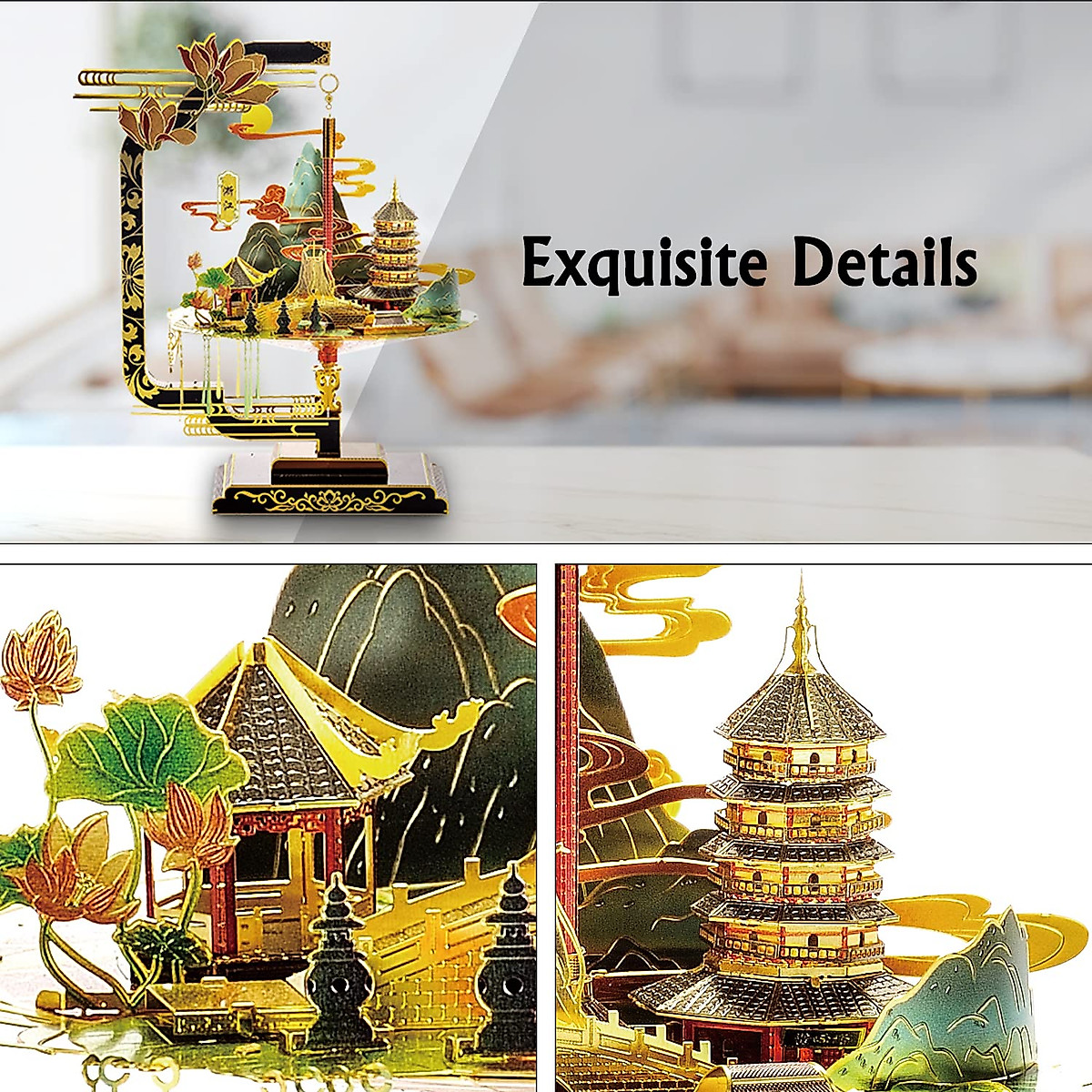 Microworld 3D Metal Puzzle, West Lake of Hangzhou Metal Model Kits, DIY 3D Puzzle for Adults, Brain Teaser Art Craft Home Decor Gift Toy for Teen Family Time- Zhejiang Province
