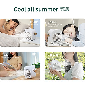 Portable Air Conditioner，6000mAh Mini Air Conditioner Fan，USB Rechargeable Personal Air Conditioner，3 Speed Quiet Air Cooler for Desktop、Office、Bedroom，study、Travel & Indoor/Outdoor Activities.(White)