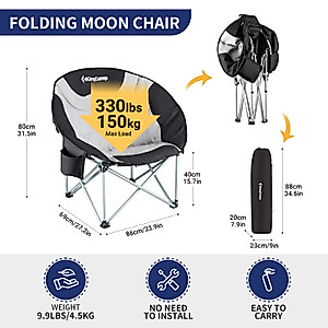 KingCamp Charles Camping Chair, Black/Grey