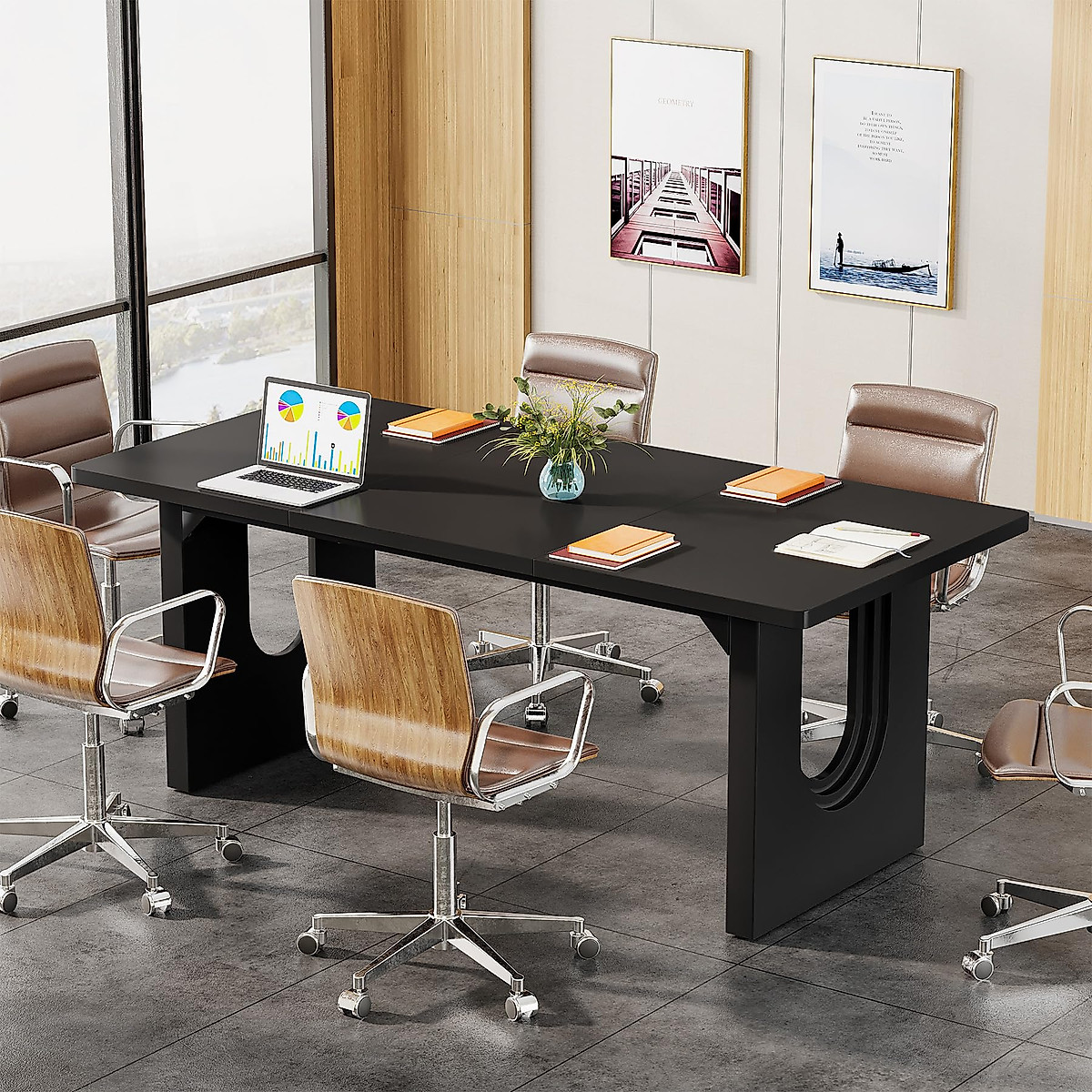Tribesigns Modern Executive Desk, 70.9" Large Office Computer Desk, Conference Table Meeting Room Table, Simple Workstation Business Furniture for Home Office, Black