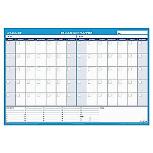 at-A-Glance PM33328 30/60-Day Undated Horizontal Erasable Wall Planner 48 x 32 White/Blue