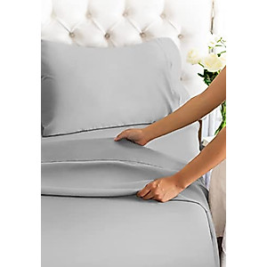 Queen Size Sheet Set - Breathable & Cooling Sheets - Hotel Luxury Bed Sheets - Extra Soft - Deep Pockets - Easy Fit - 4 Piece Set - Wrinkle Free - Comfy - French Grey Bed Sheets - Queen Sheets