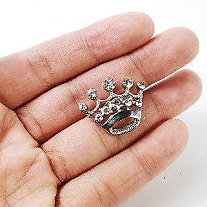 GXXMEI 12PCS Tiara Crown Brooch Pin Wedding Party Pageant Brooch (Silver)