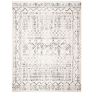 SAFAVIEH Tulum Collection Area Rug - 9' x 12', Ivory & Grey, Moroccan Boho Distressed Design, Non-Shedding & Easy Care, Ideal for High Traffic Areas in Living Room, Bedroom (TUL268A)